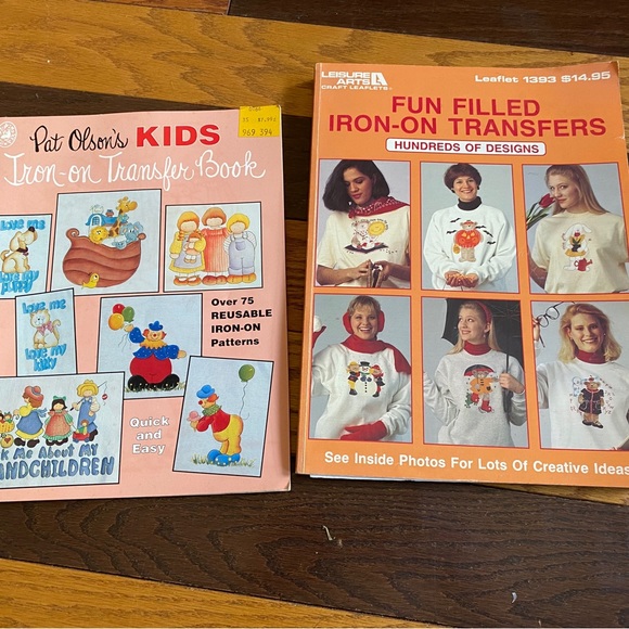 Leisure Arts | Art | 2x Iron On Transfer Books Hundreds Of Designs For ...